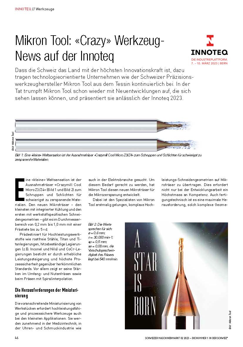 Mikron Tool „crazy“ Werkzeug News Auf Der Innoteq Mikrontool
